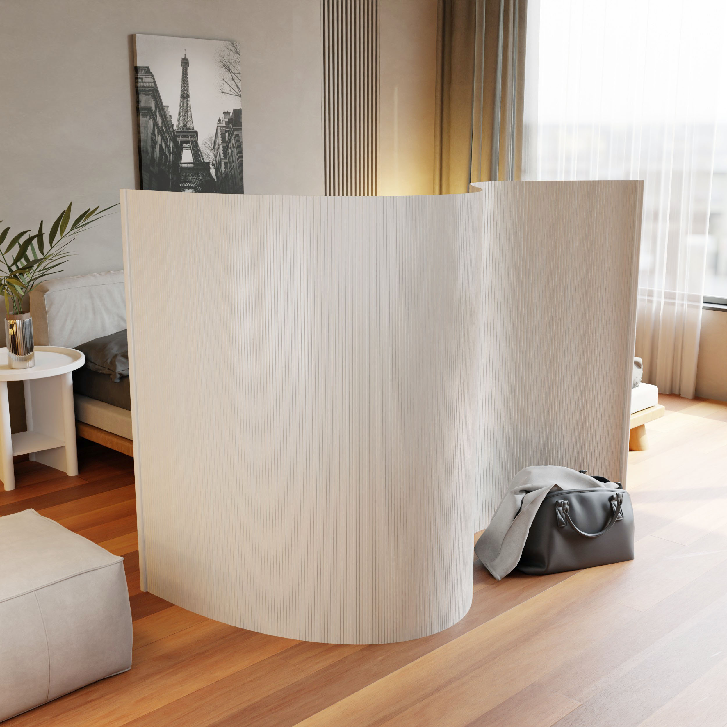 Buy 4 ft. Short Size Bamboo Wave Privacy Screen Room Divider Online (BF ...