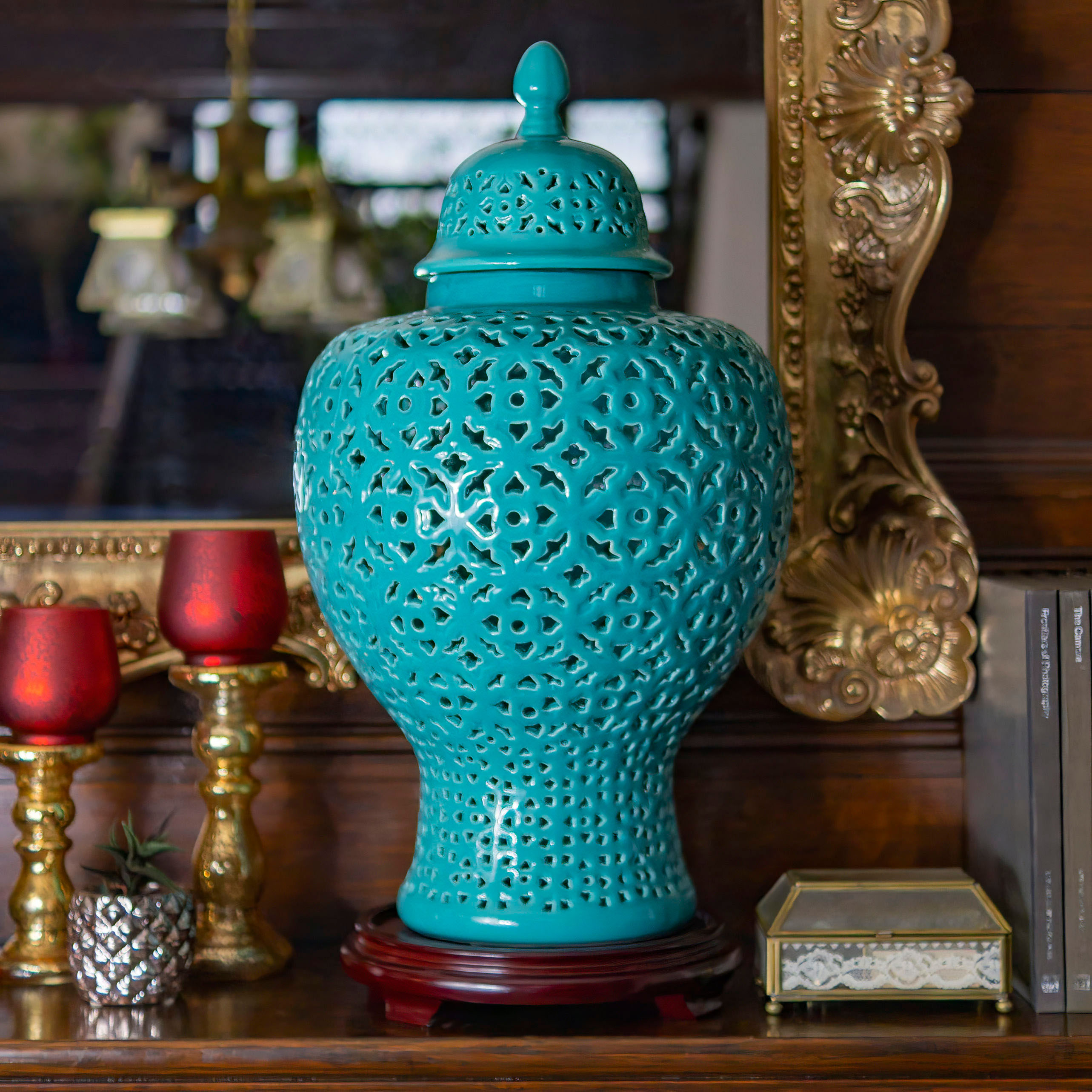 Buy Carved Temple Jar - Turquoise Online (BW-JAR3-TRQ) | Satisfaction ...