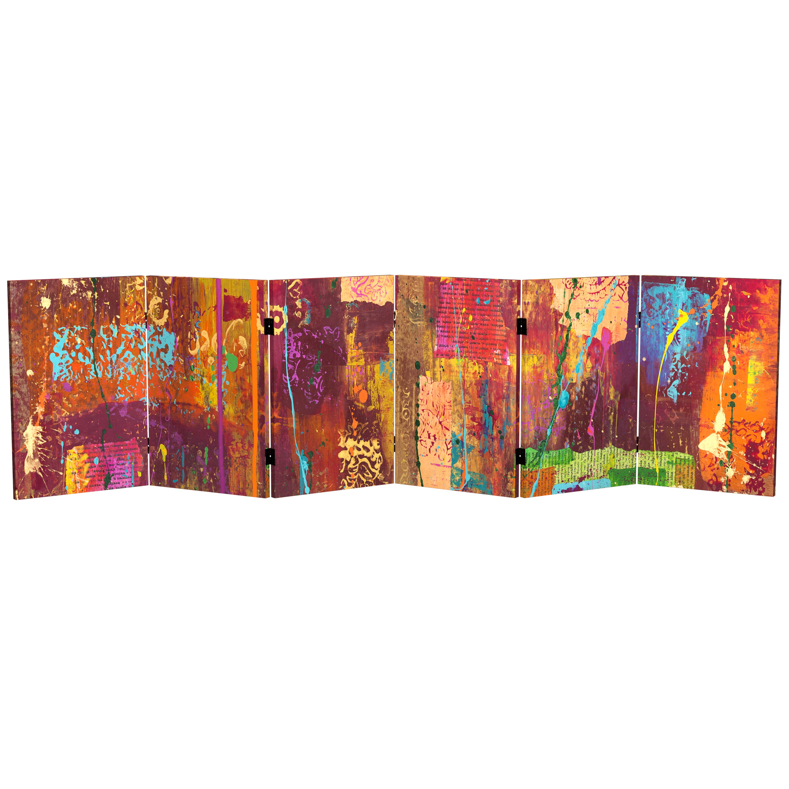 OrientalFurniture.com: 2 ft. Short Double Sided India Canvas Folding Screen