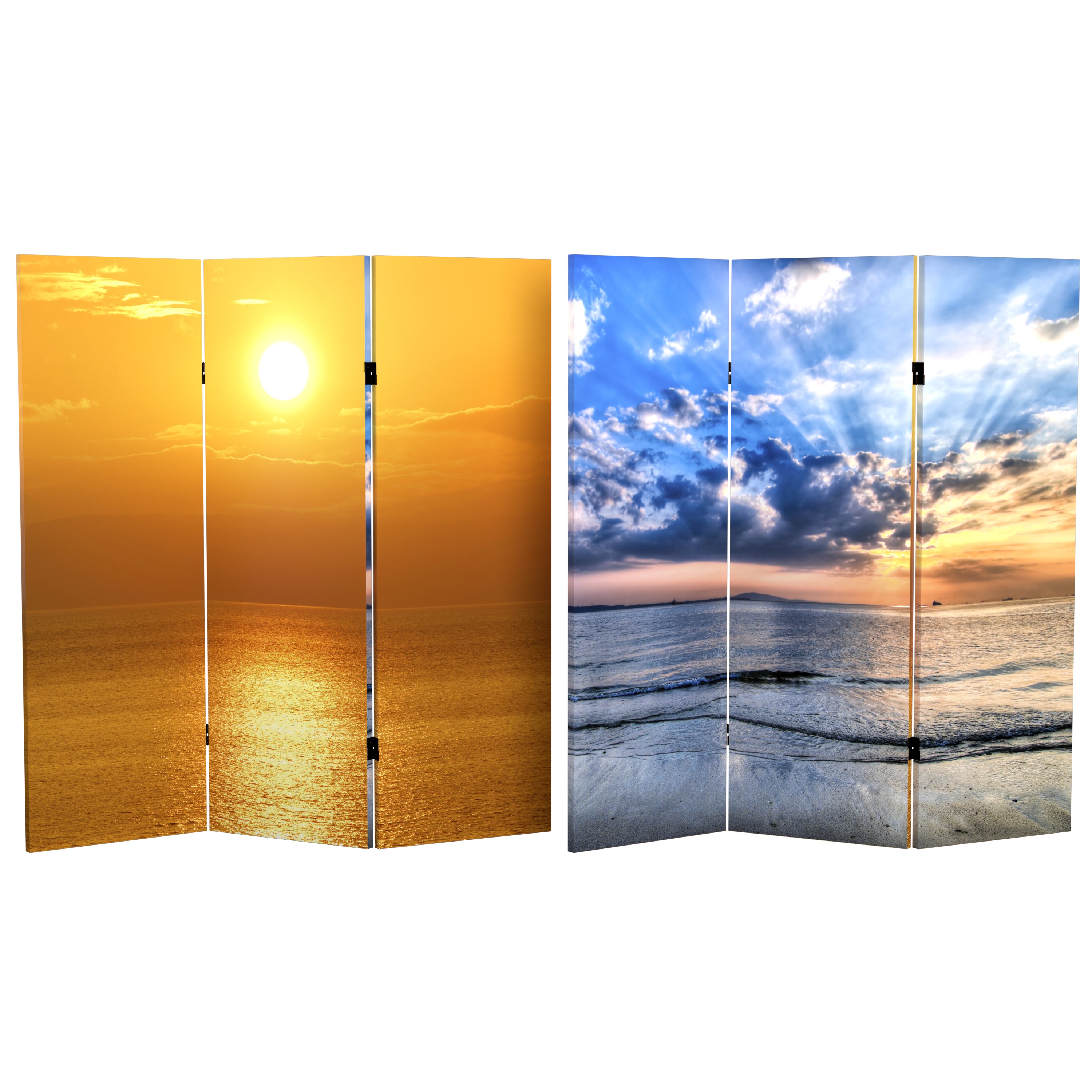Buy 4 ft. Short Double Sided Sunrise Canvas Folding Screen Online (CAN ...