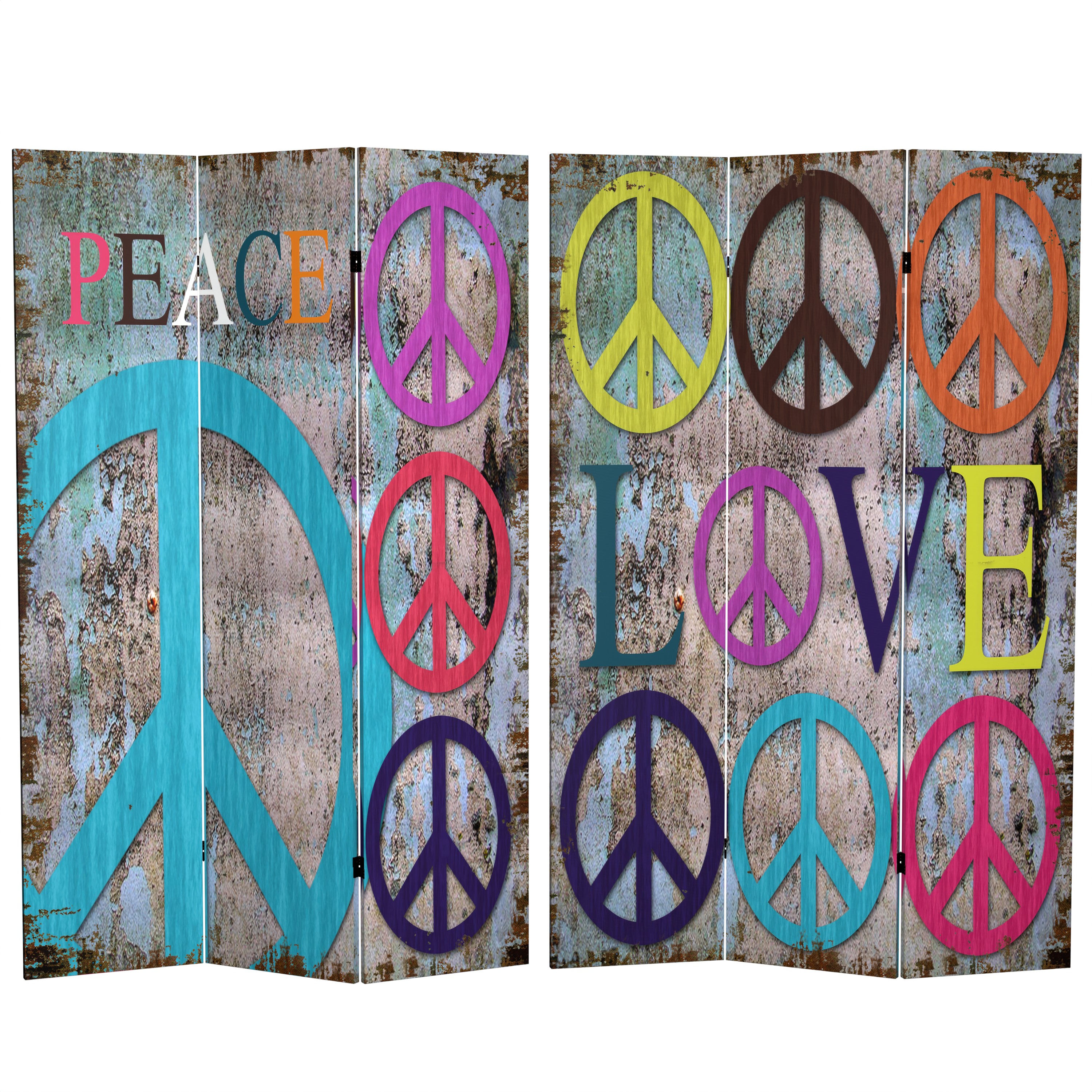 OrientalFurniture.com: 6 ft. Tall Double Sided Multi-Color Peace & Love ...