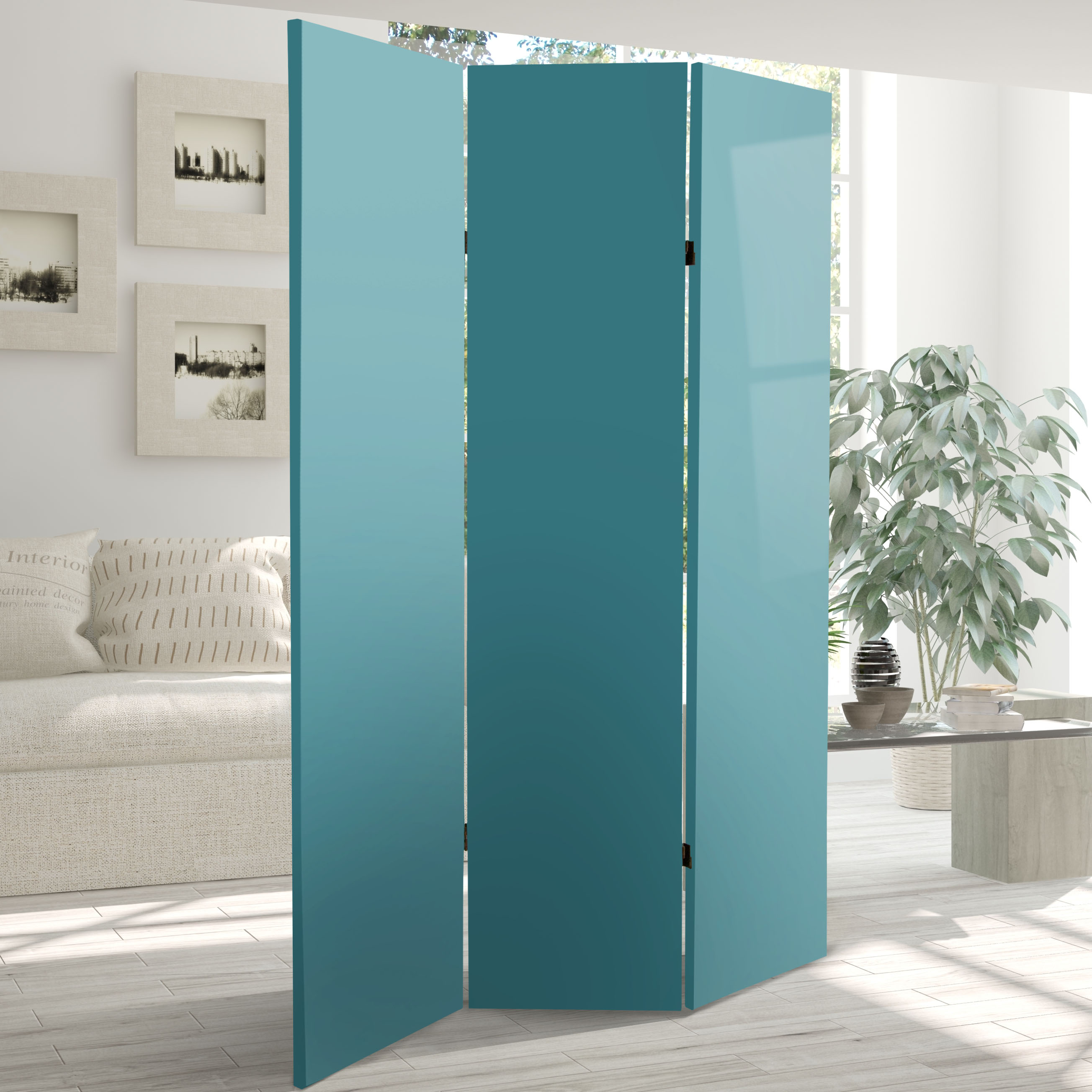 Buy 6 ft. Tall Double Sided Teal Canvas Room Divider Online (CAN-COL ...