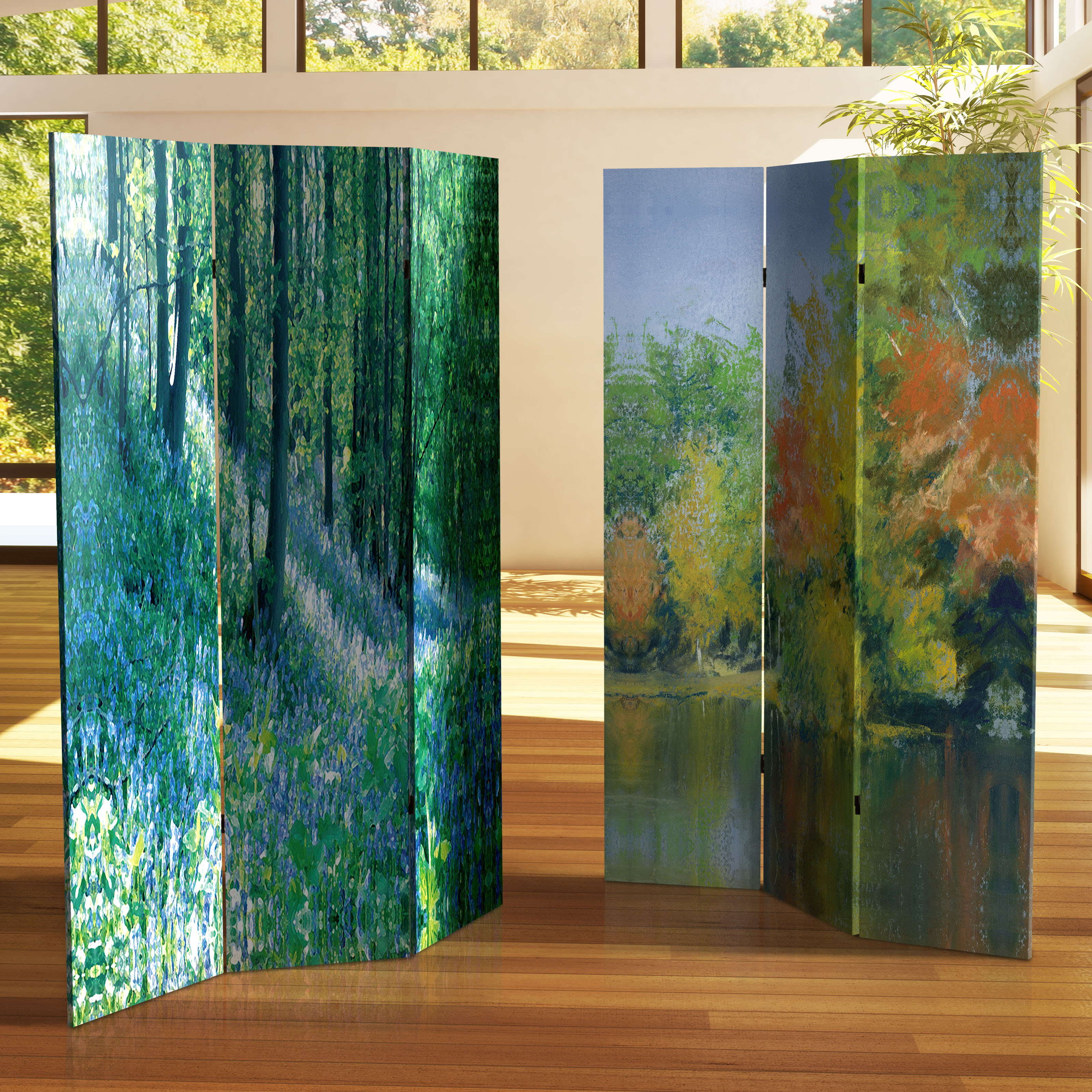 Buy 6 ft. Tall Double Sided Nature's Embrace Canvas Room Divider Online ...