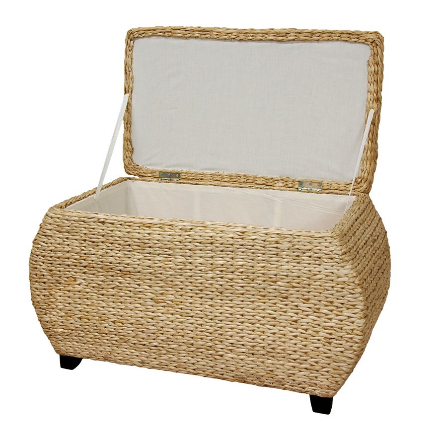 Oriental furniture rush grass storage footstool store